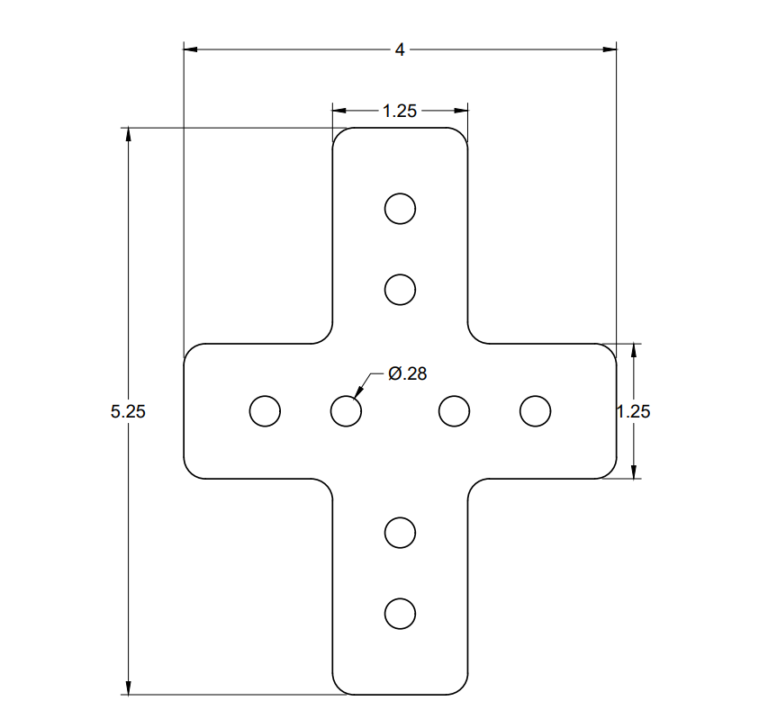 Aluminum "X" bracket - Alcobra Metals